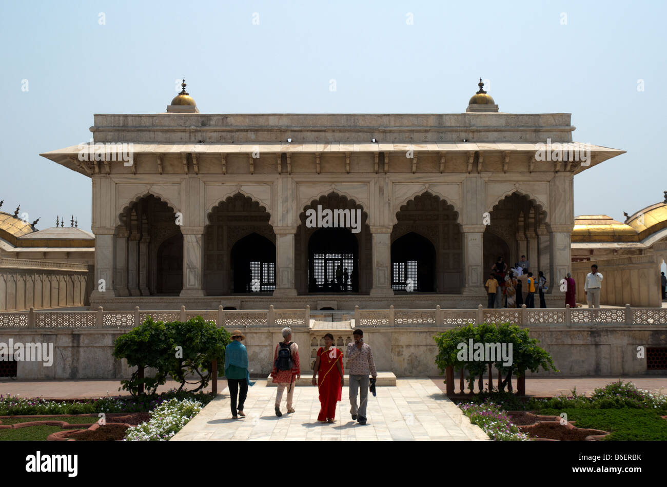 Tourists visit the Khas Mahal at the Red Fort in Agra, India Stock ...