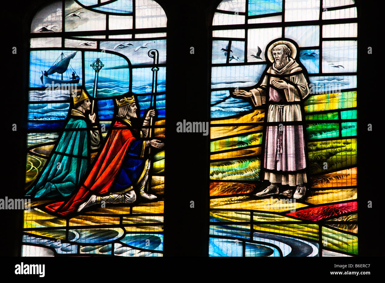 Stained Glass St Cuthberts Church Amble Northumberland England Stock ...