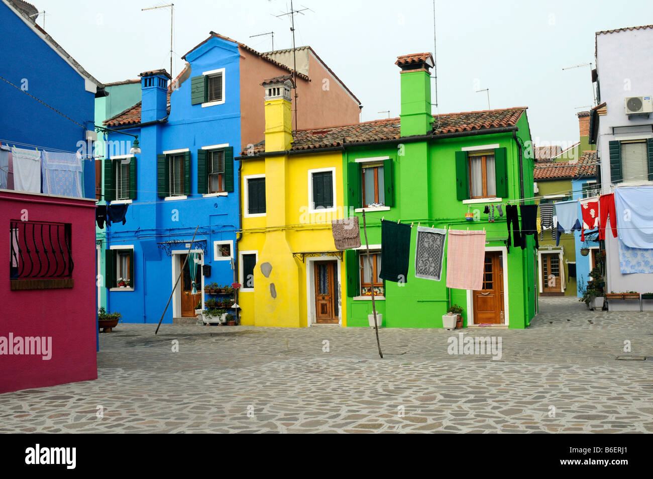 Typical colored houses in Burano, Venice, Venecia, Italy, Europe Stock ...