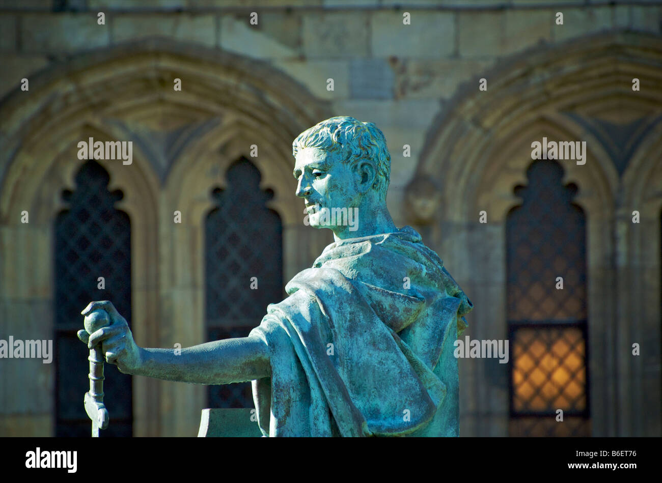 Bronze statue of Constantine the Great sited next to York Minster Stock ...