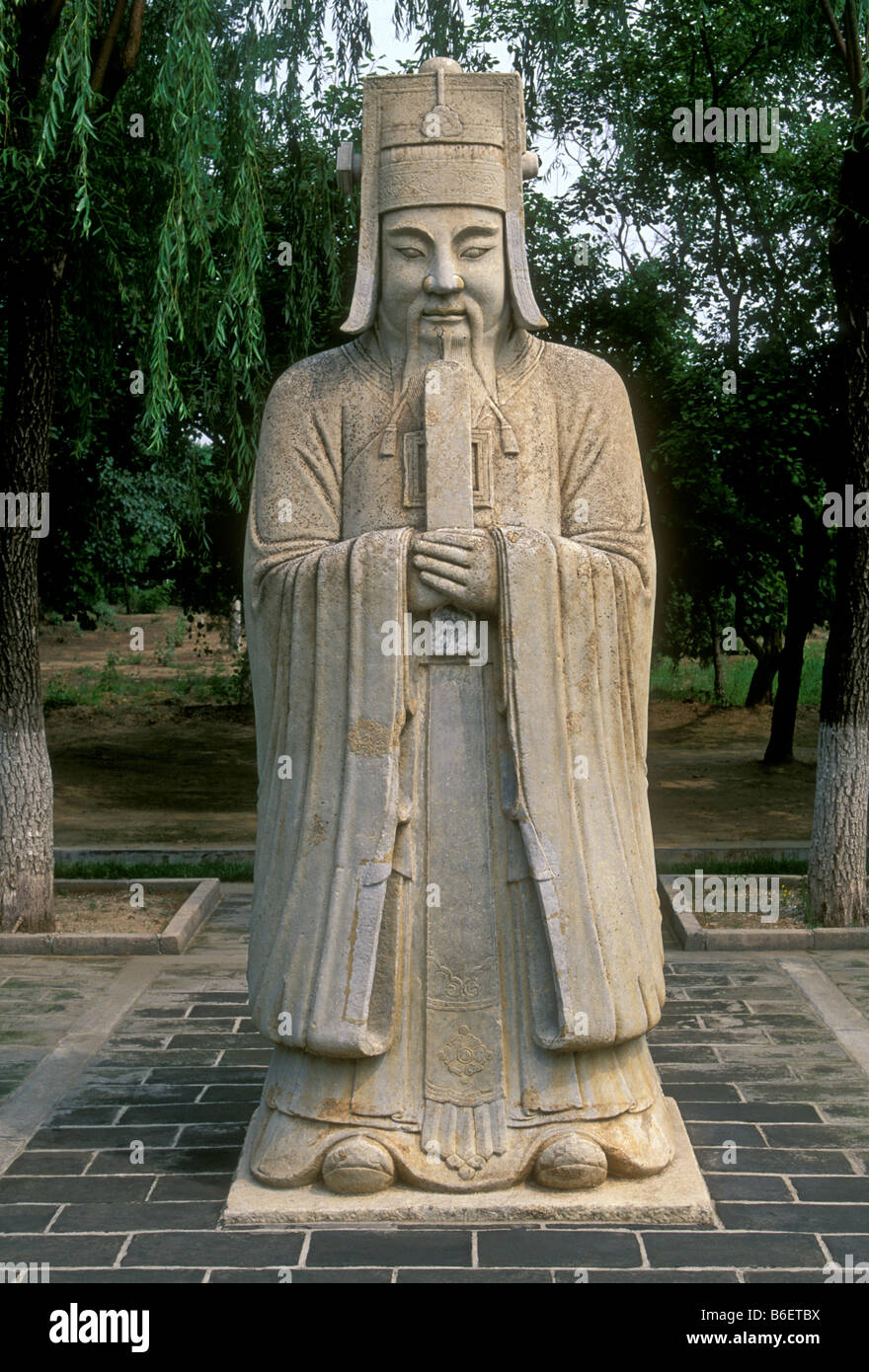 stone statue, civilian Mandarin, Spirit Way at Ming Tombs, Changping ...