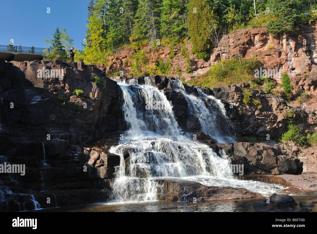 Middle Falls at Gooseberry Falls State Park in Minnesota Stock Photo ...
