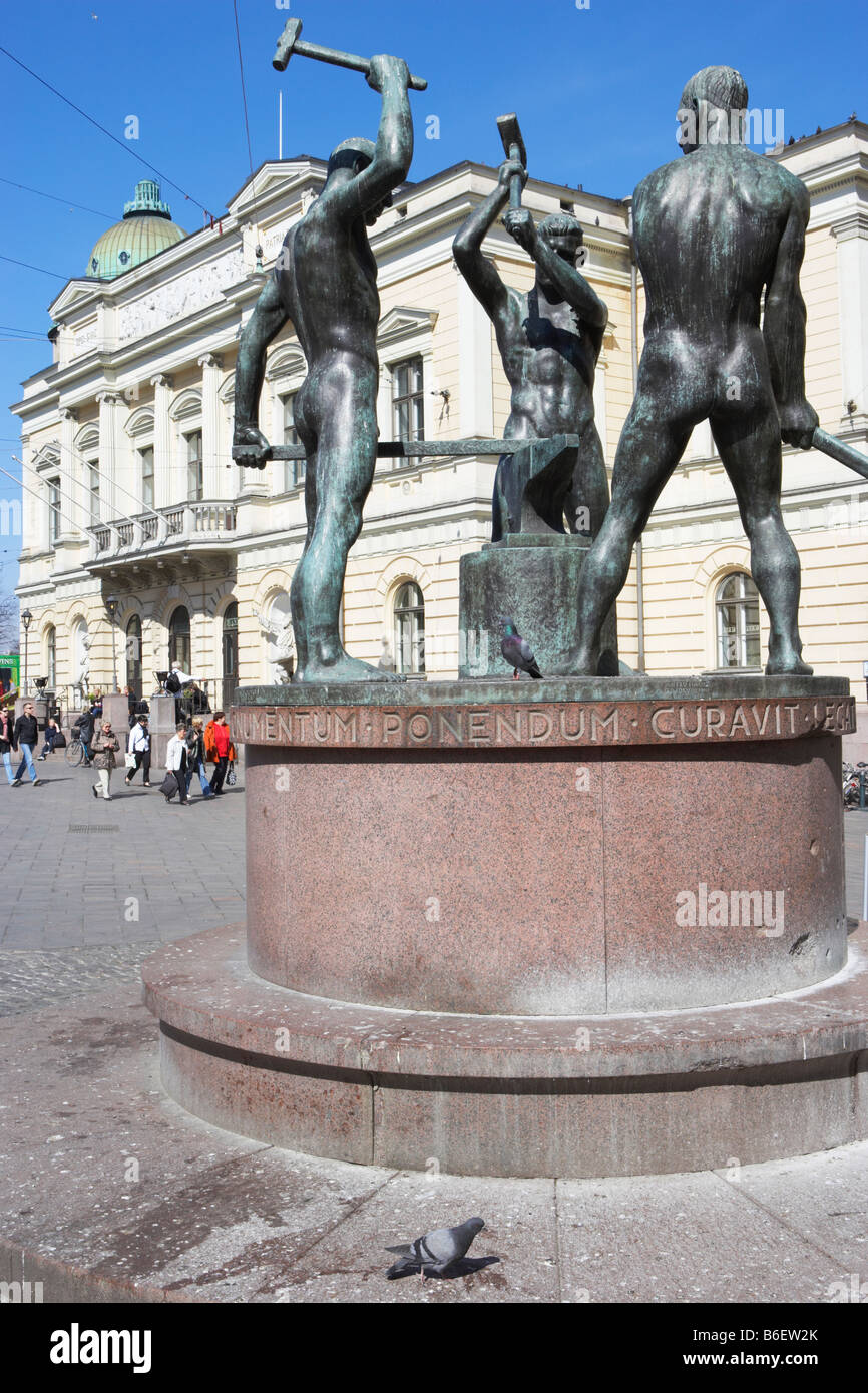 Three Blacksmiths statue in Three Blacksmiths Square Helsinki Finland ...