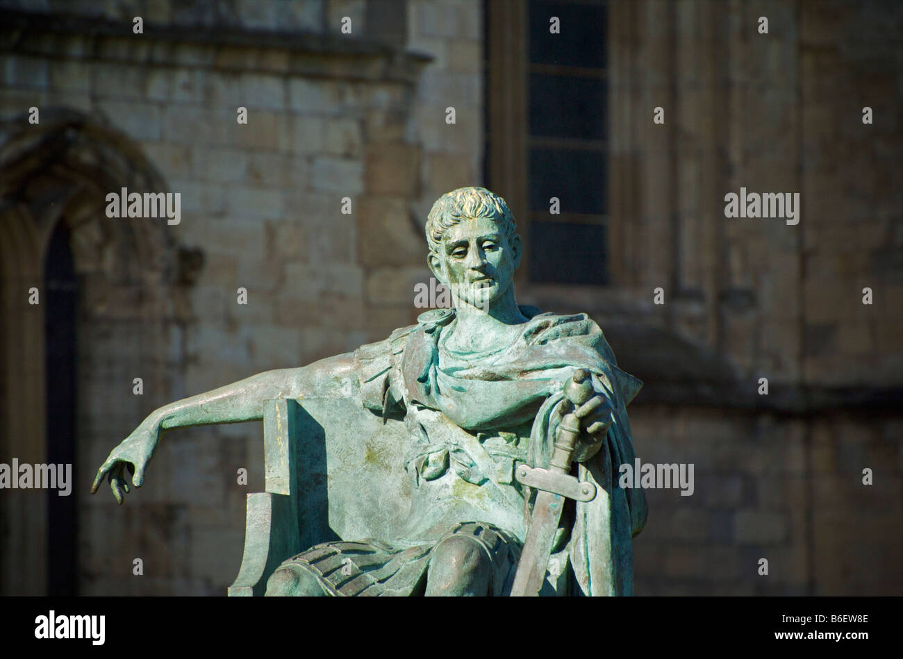 Bronze statue of Constantine the Great sited next to York Minster Stock ...