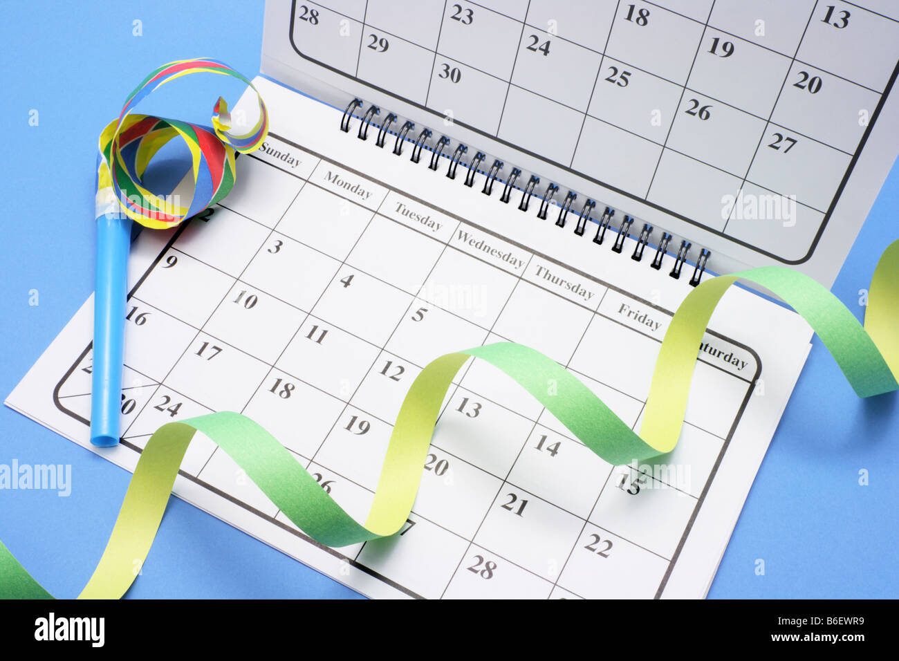 Calendar with Party Favors Stock Photo - Alamy