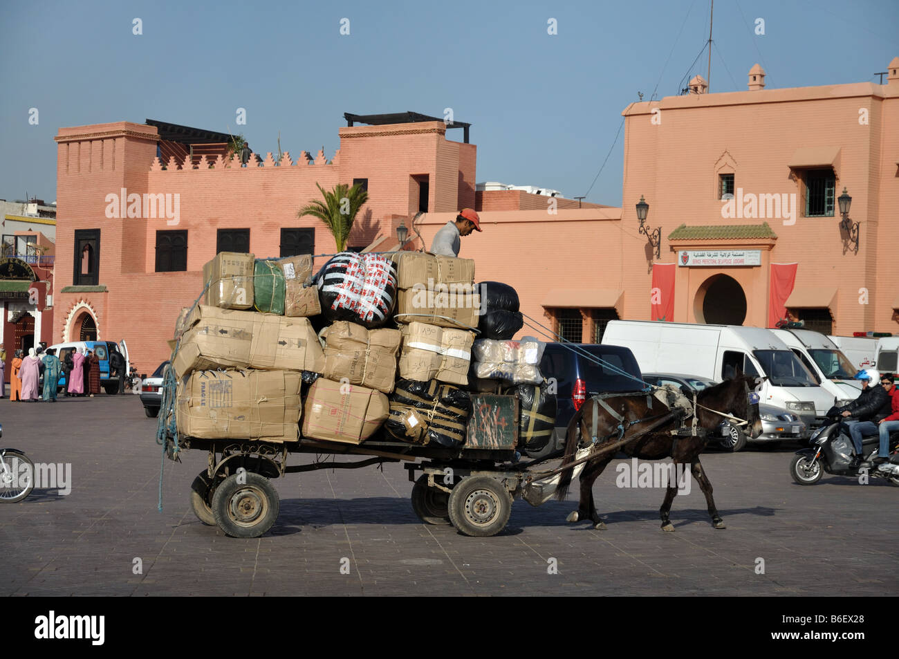 Transport with mule cart in Marrakech, Morocco Stock Photo - Alamy