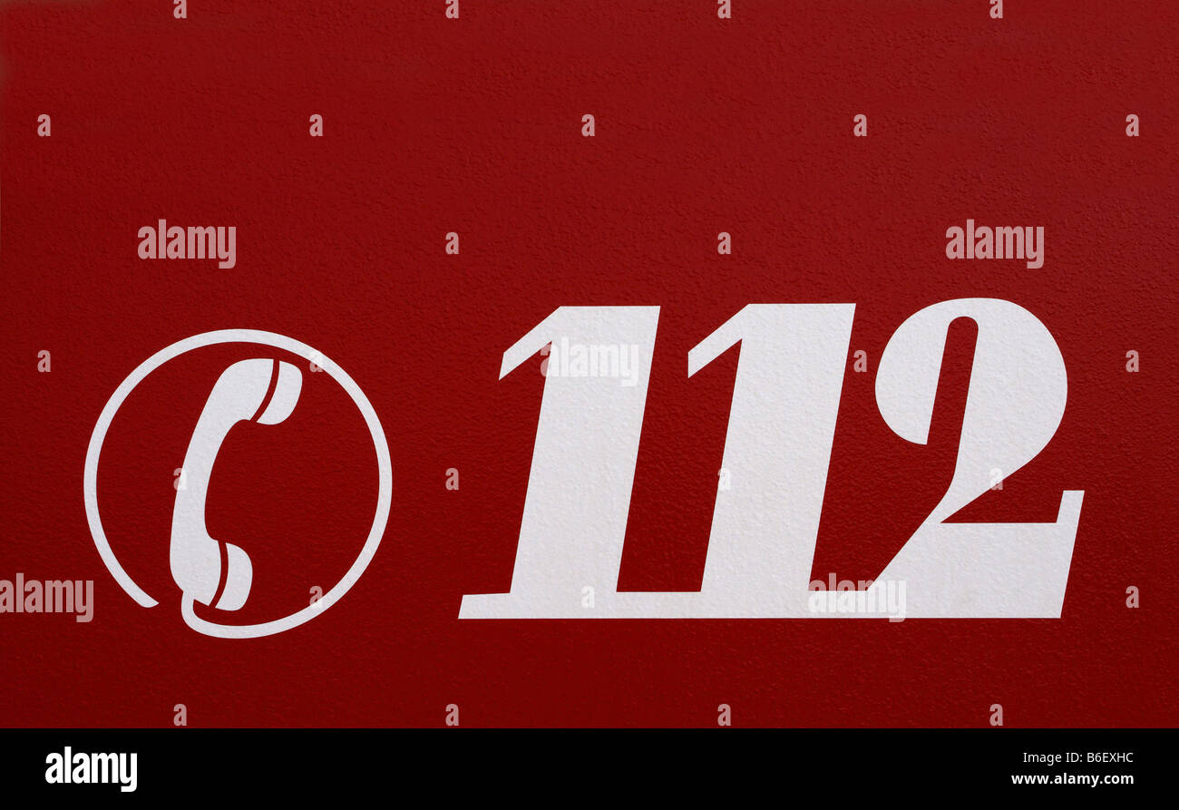telephone symbol with emergency telephone code 112 Stock Photo - Alamy