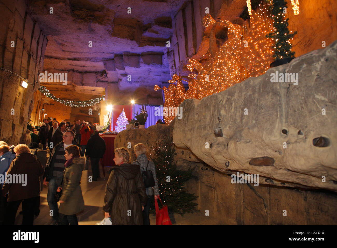 Christmas market in Town Cave, Valkenburg, Netherlands, Europe Stock ...