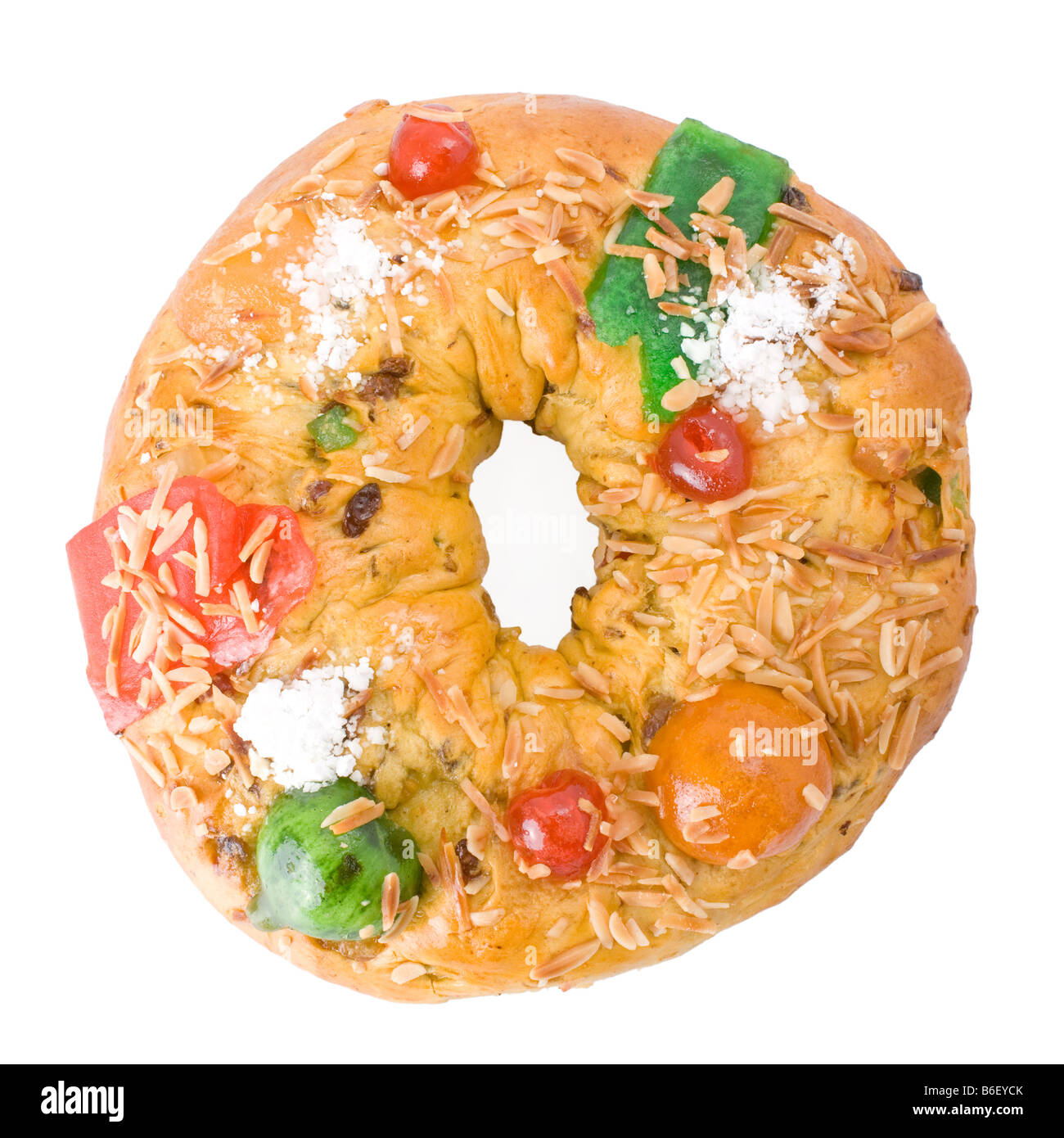 Traditional Portuguese Christmas cake, called Bolo Rei, made with ...