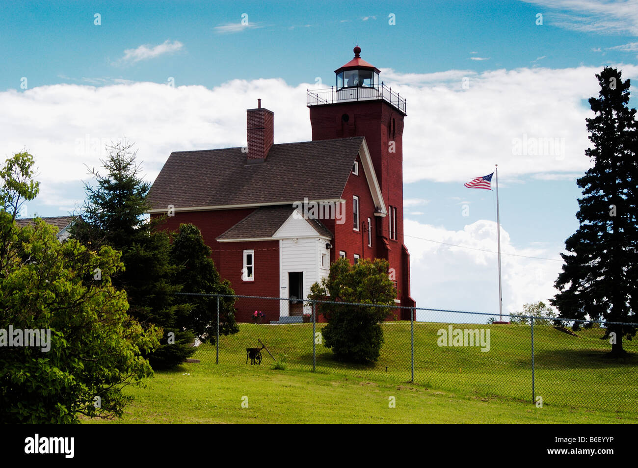 Two Harbors lighthouse on the north shore of Lake Superior Stock Photo ...