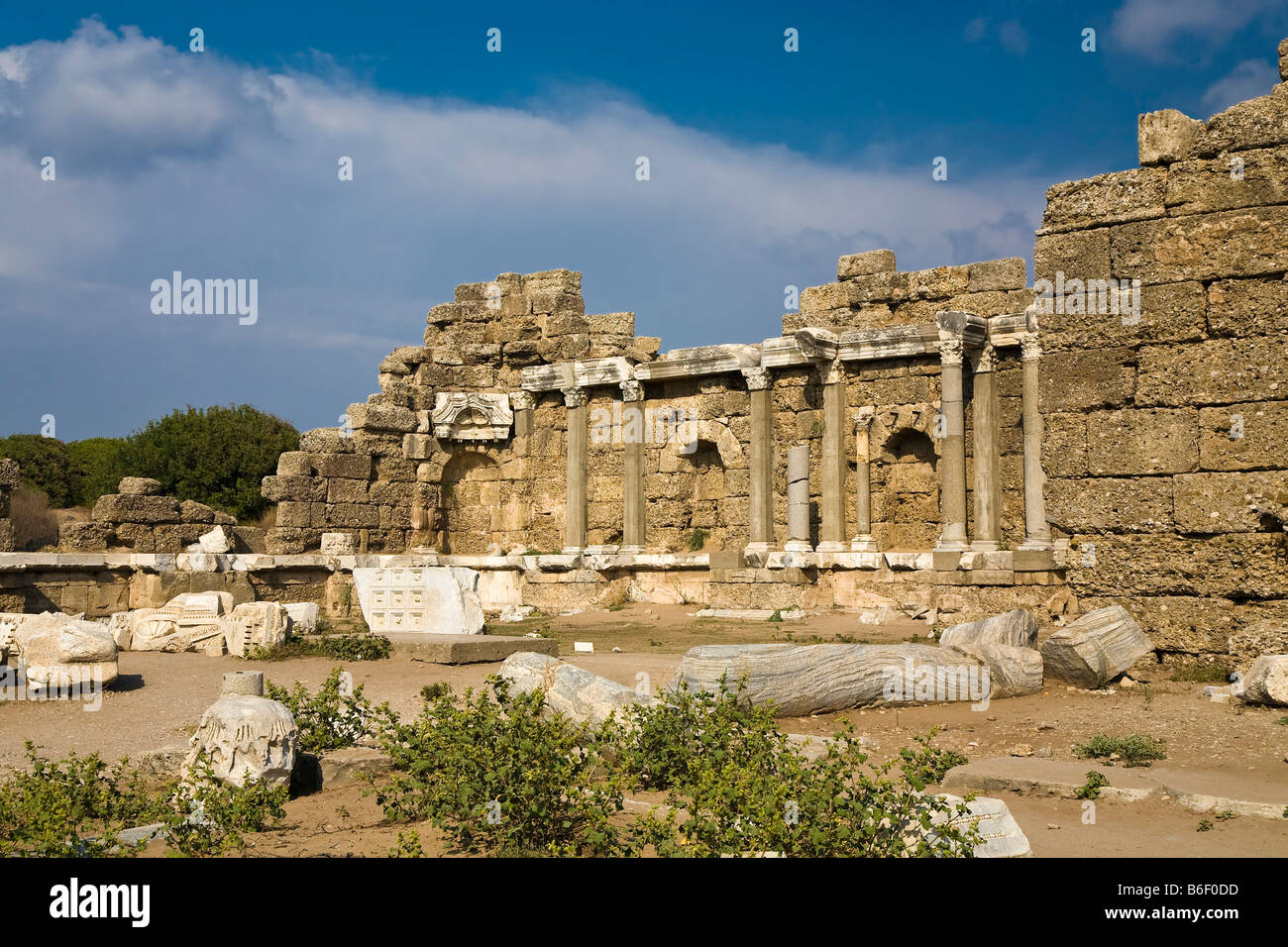 Roman ruins in Side, Turkish Riviera, Turkey, Asia Stock Photo - Alamy
