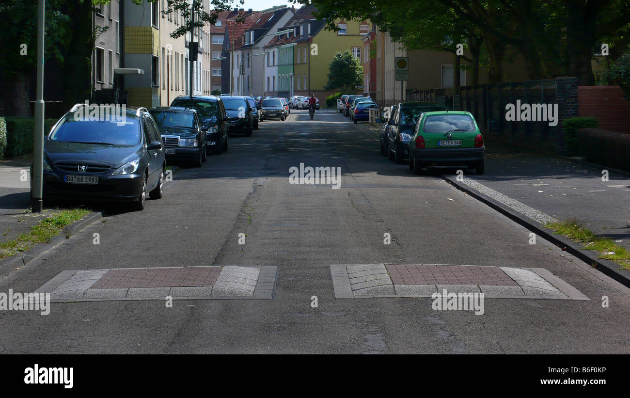 street with obstacles in a traffic-calming devices Stock Photo - Alamy
