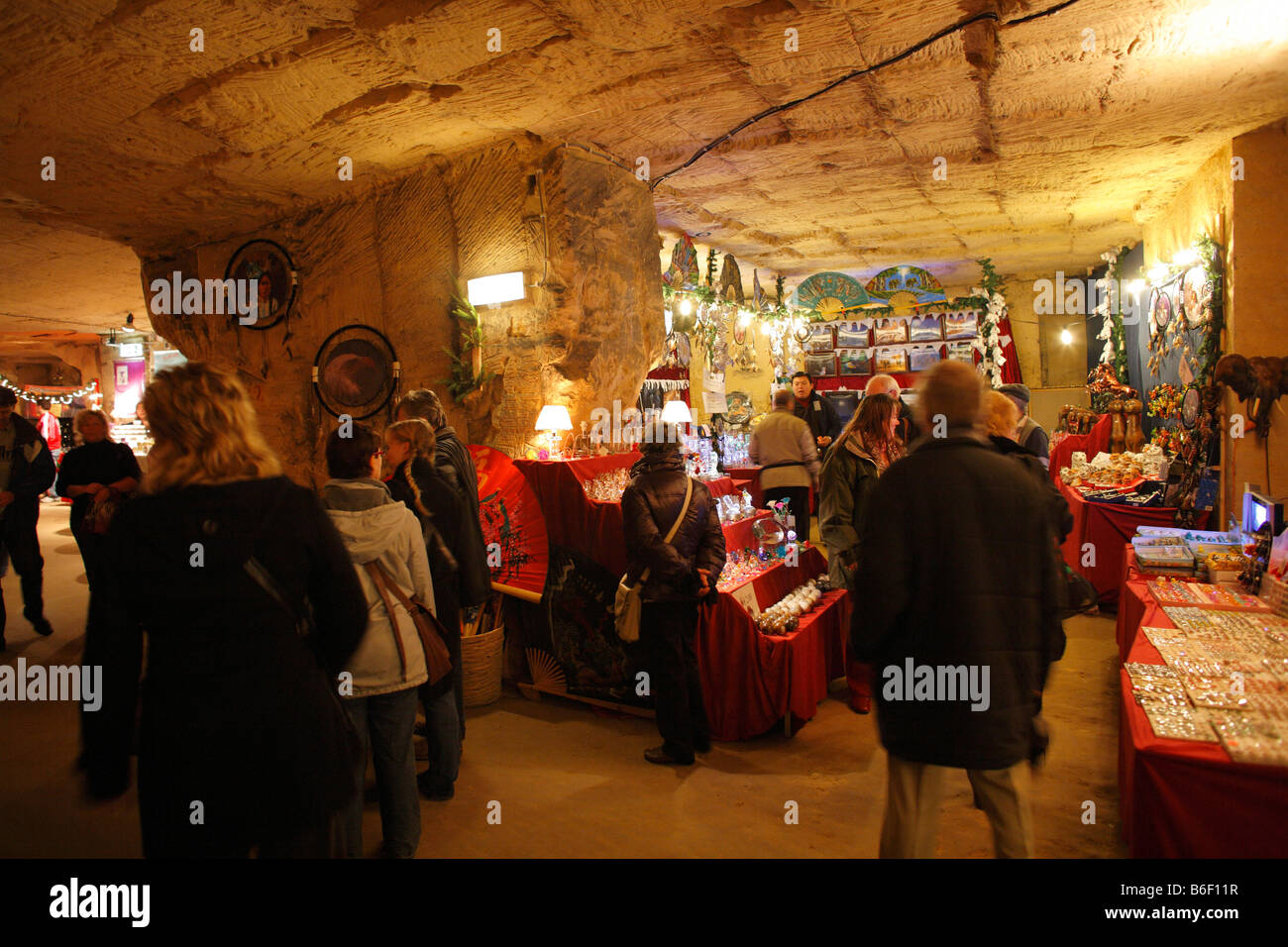Christmas market in Town Cave, Valkenburg, Netherlands, Europe Stock ...