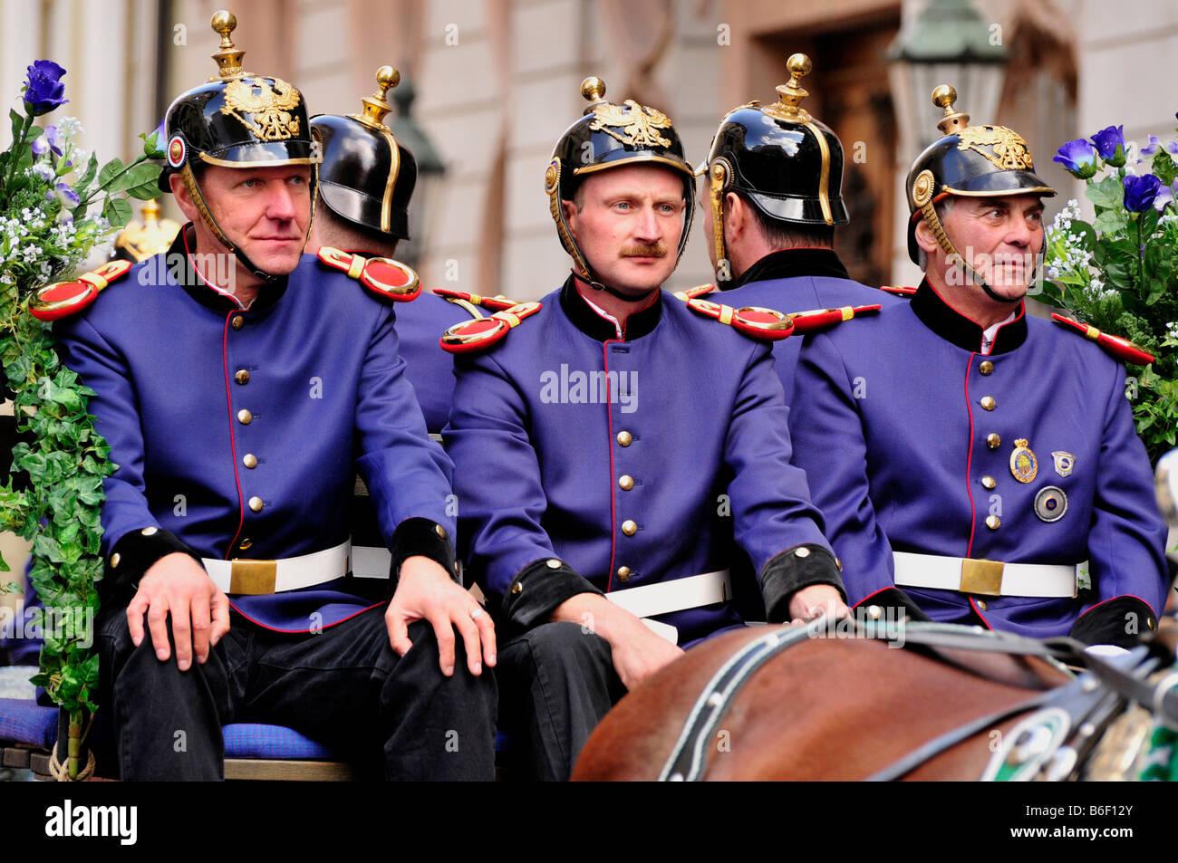 Firefighters in traditional uniforms during the Oktoberfest's ...