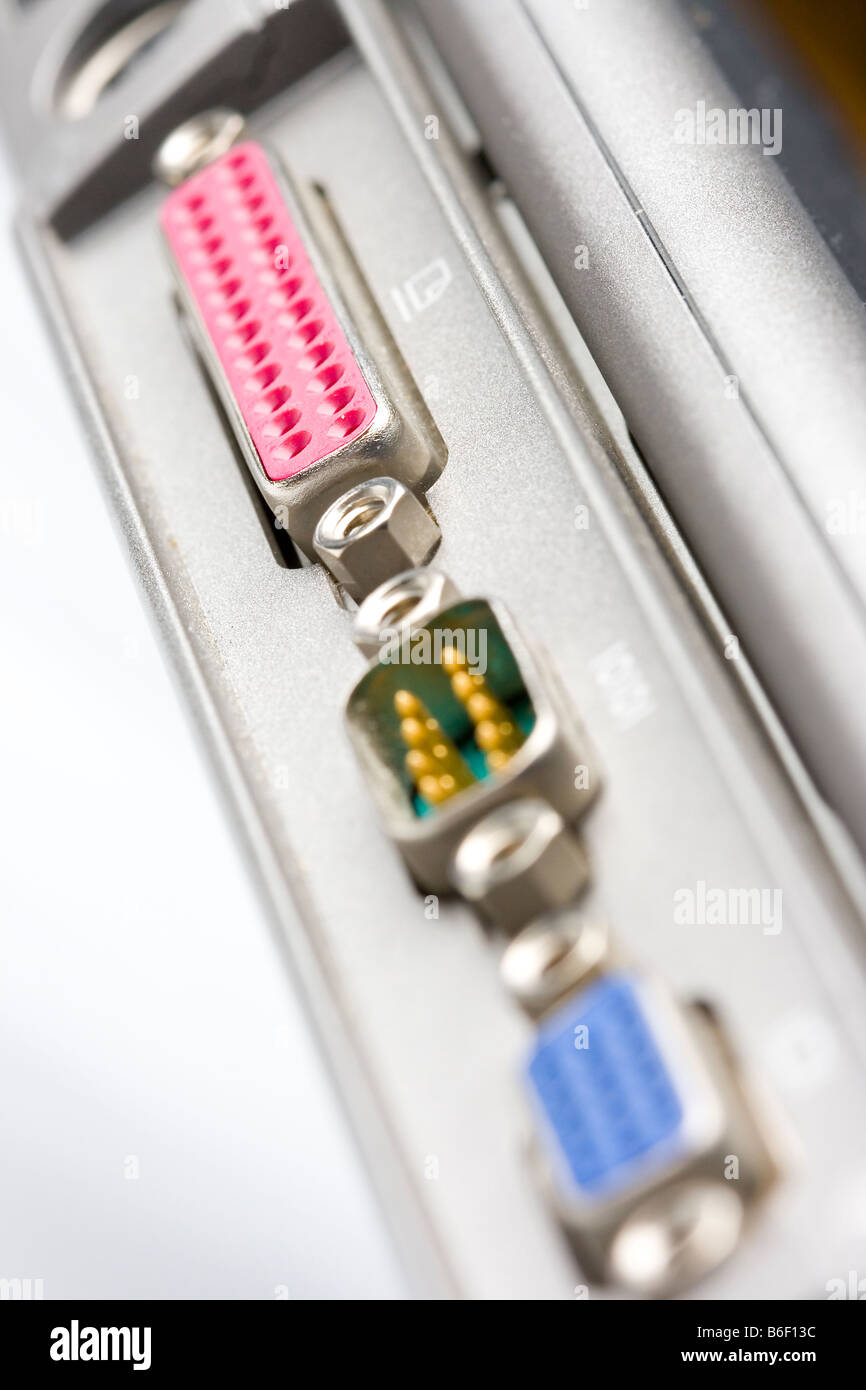 back side of a laptop with selective focus connection ports Stock Photo ...