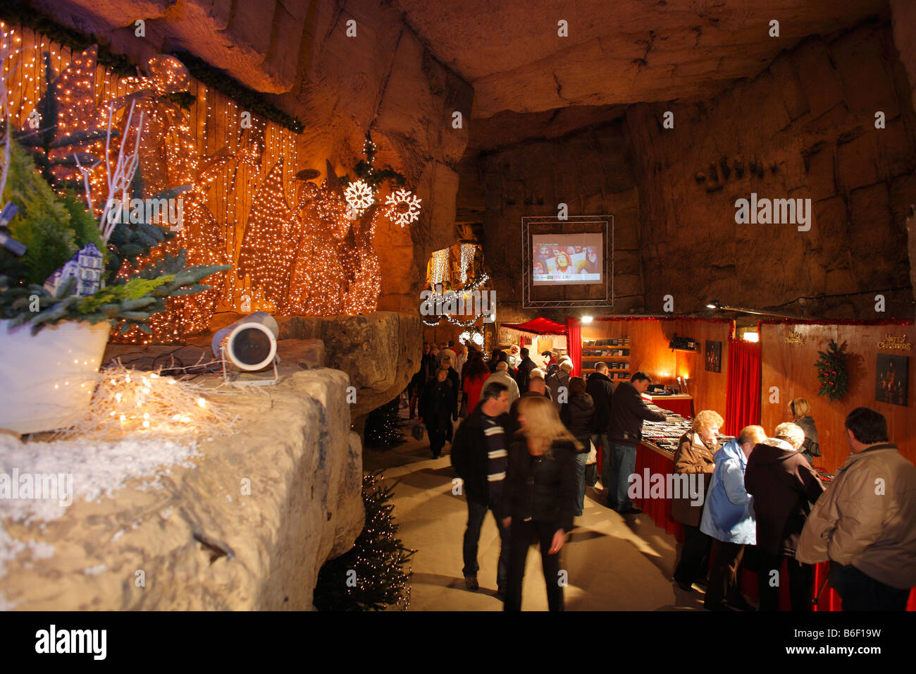 Christmas market in Town Cave, Valkenburg, Netherlands, Europe Stock ...