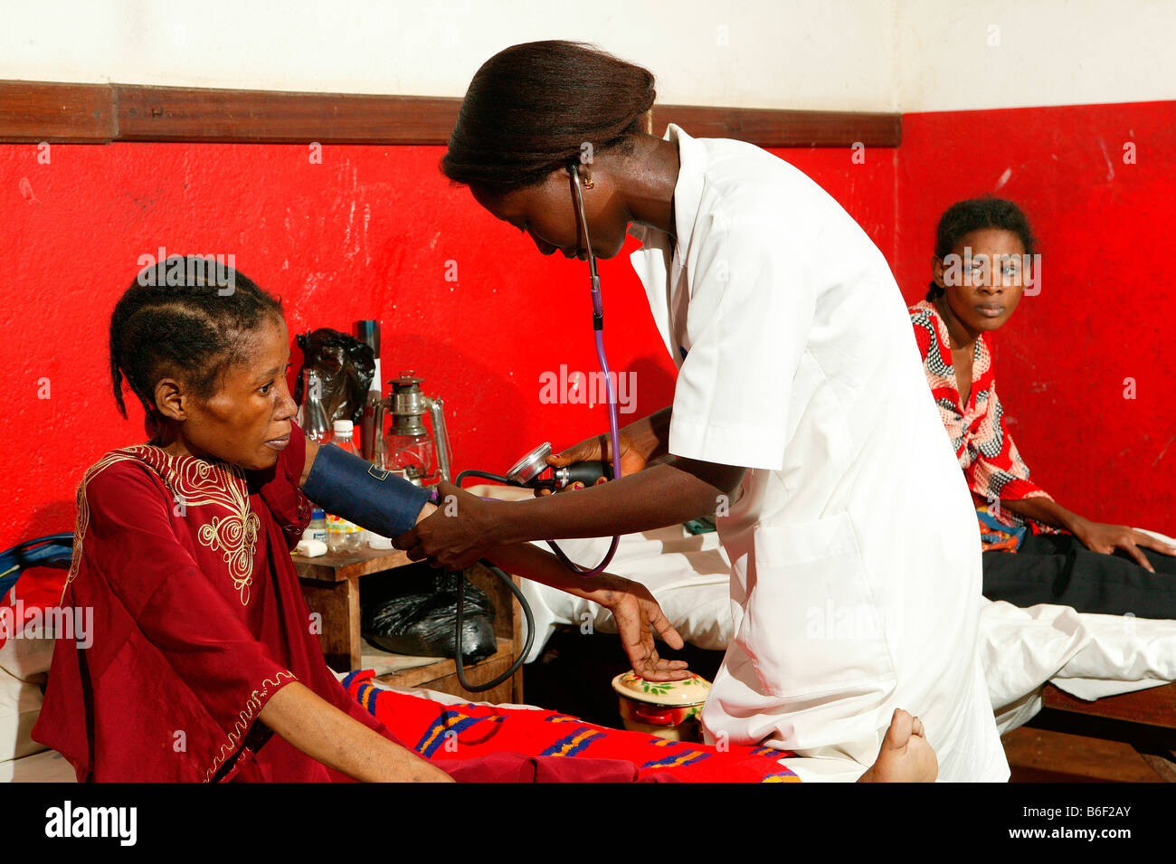 Examination and treatment of an AIDS/HIV patient in a hospital in ...