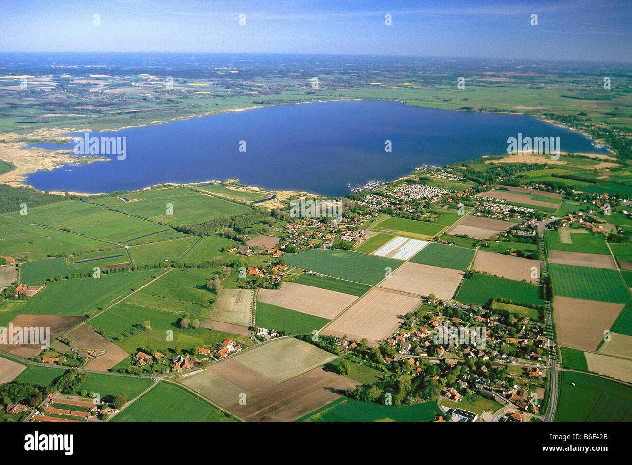 aerial view of the lake Duemmer See, Germany, Lower Saxony, Lembruch ...
