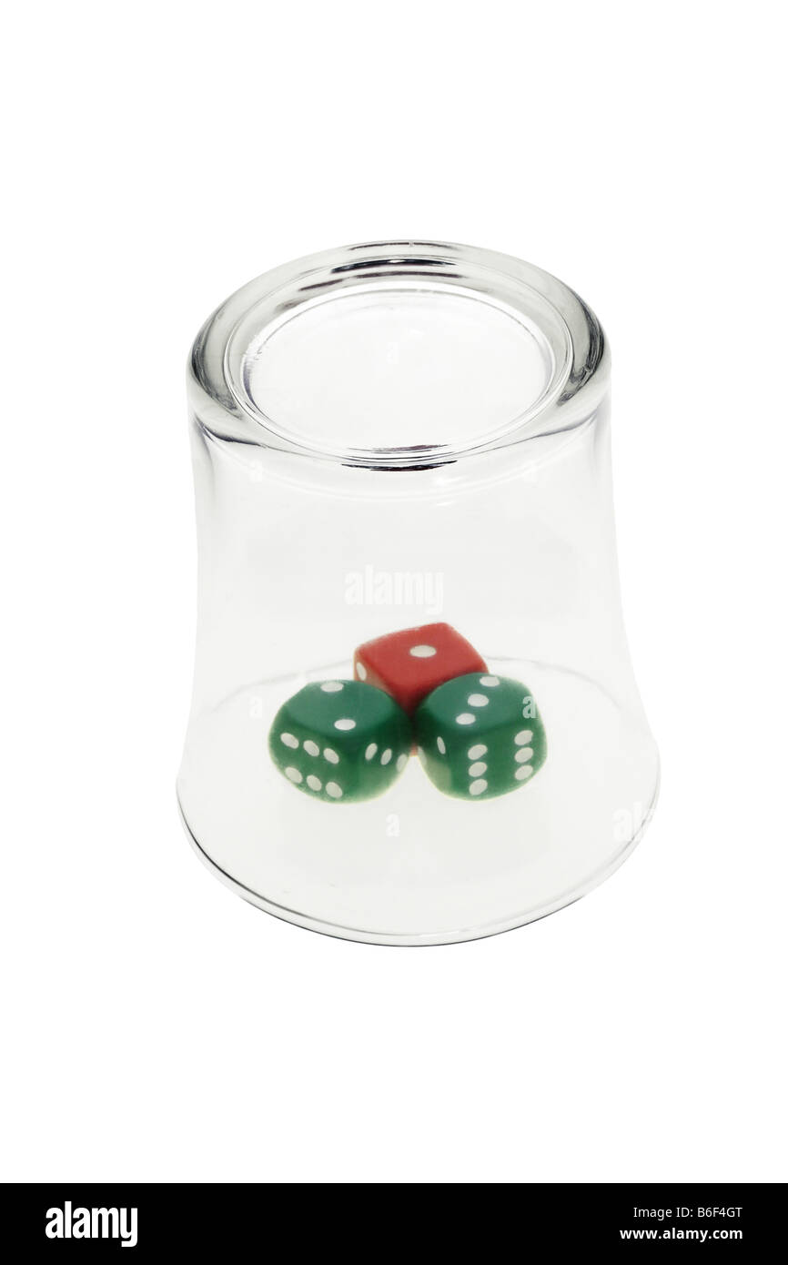 Dice in inverted glass on white background Stock Photo - Alamy