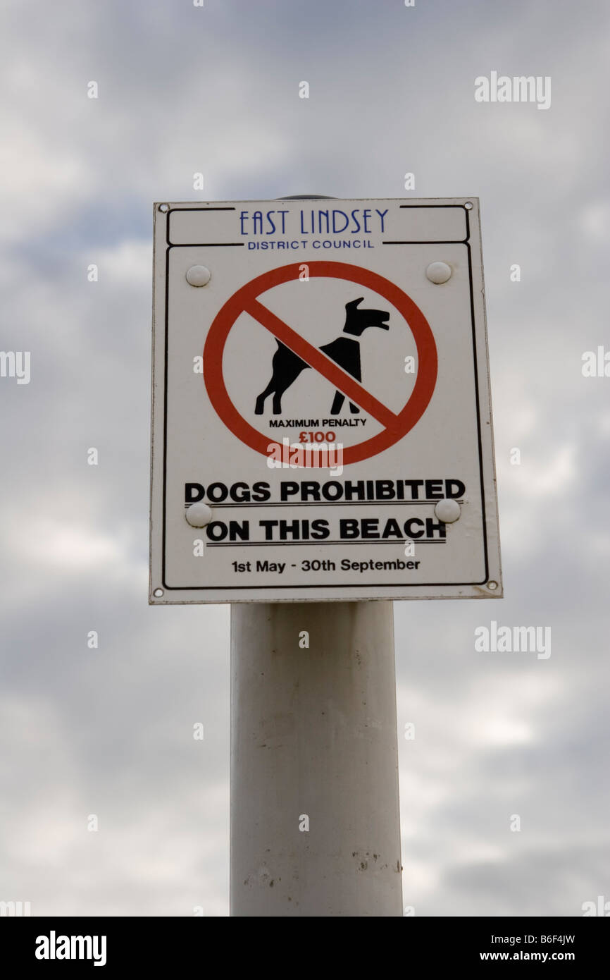 Dogs Prohibited Sign at Mablethorpe Beach Stock Photo - Alamy