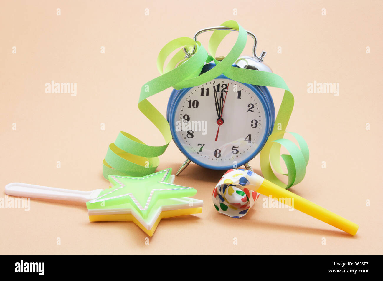 Alarm Clock and Party Favors Stock Photo - Alamy