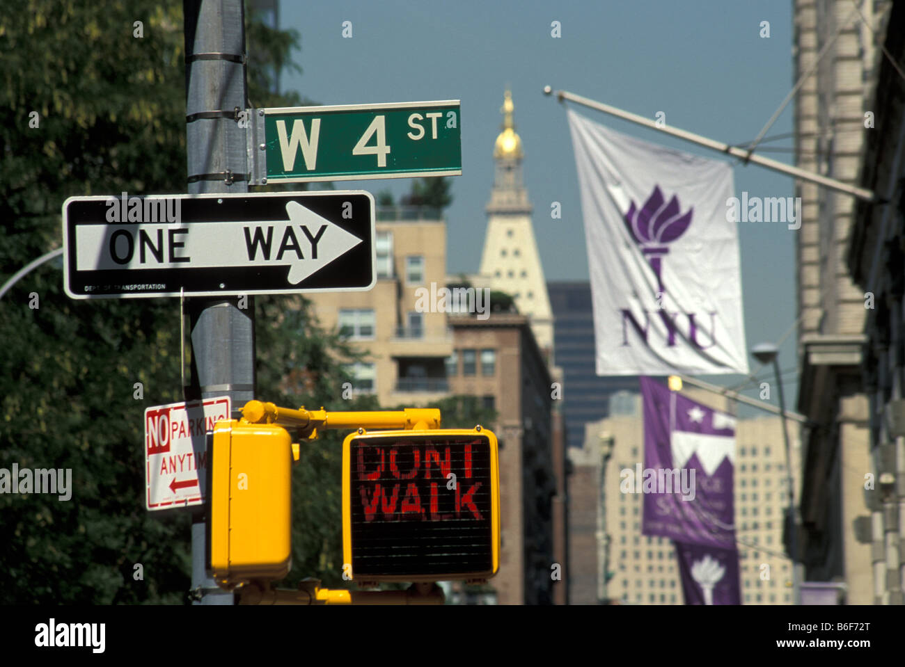Street Signs and Flags, NYU, Washington Square, NYC Stock Photo - Alamy