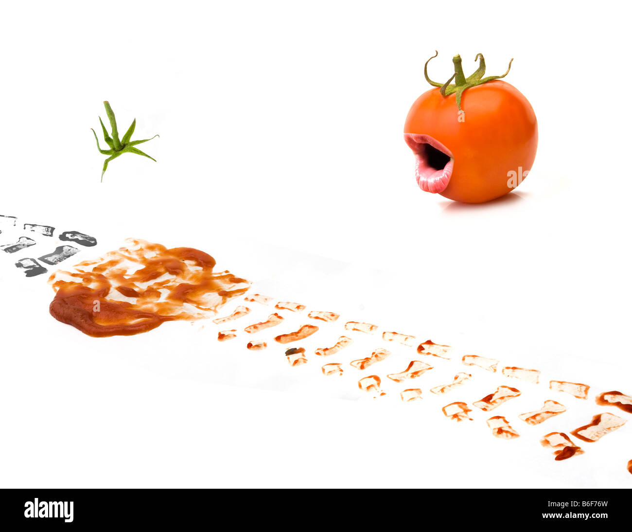 ASTONISHED TOMATO WATCHING ANOTHER TOMATO SMASHED BY A BIKE Stock Photo ...