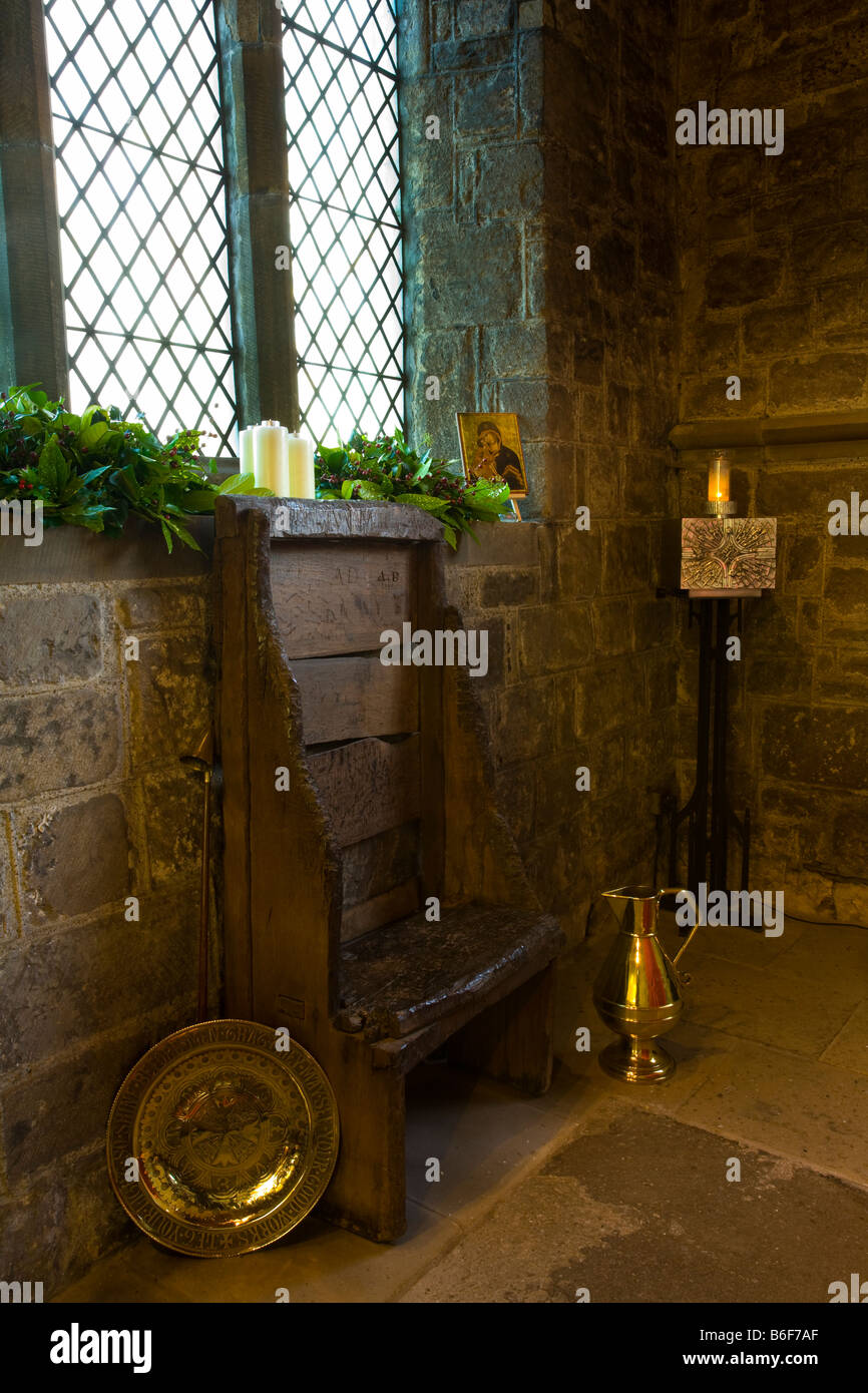 England Tyne and Wear St Pauls Monastery and church Bedes chair an oak ...