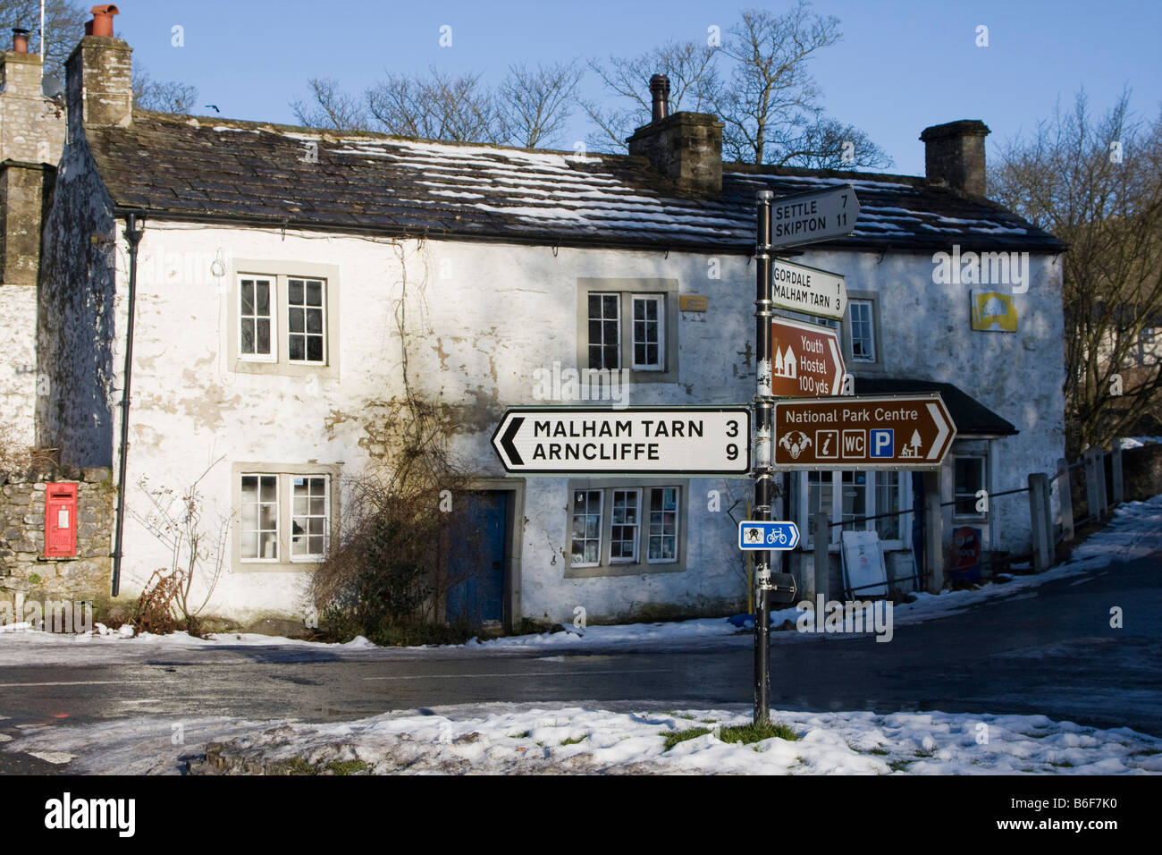 malham village winter snow yorkshire dales national park england uk gb ...