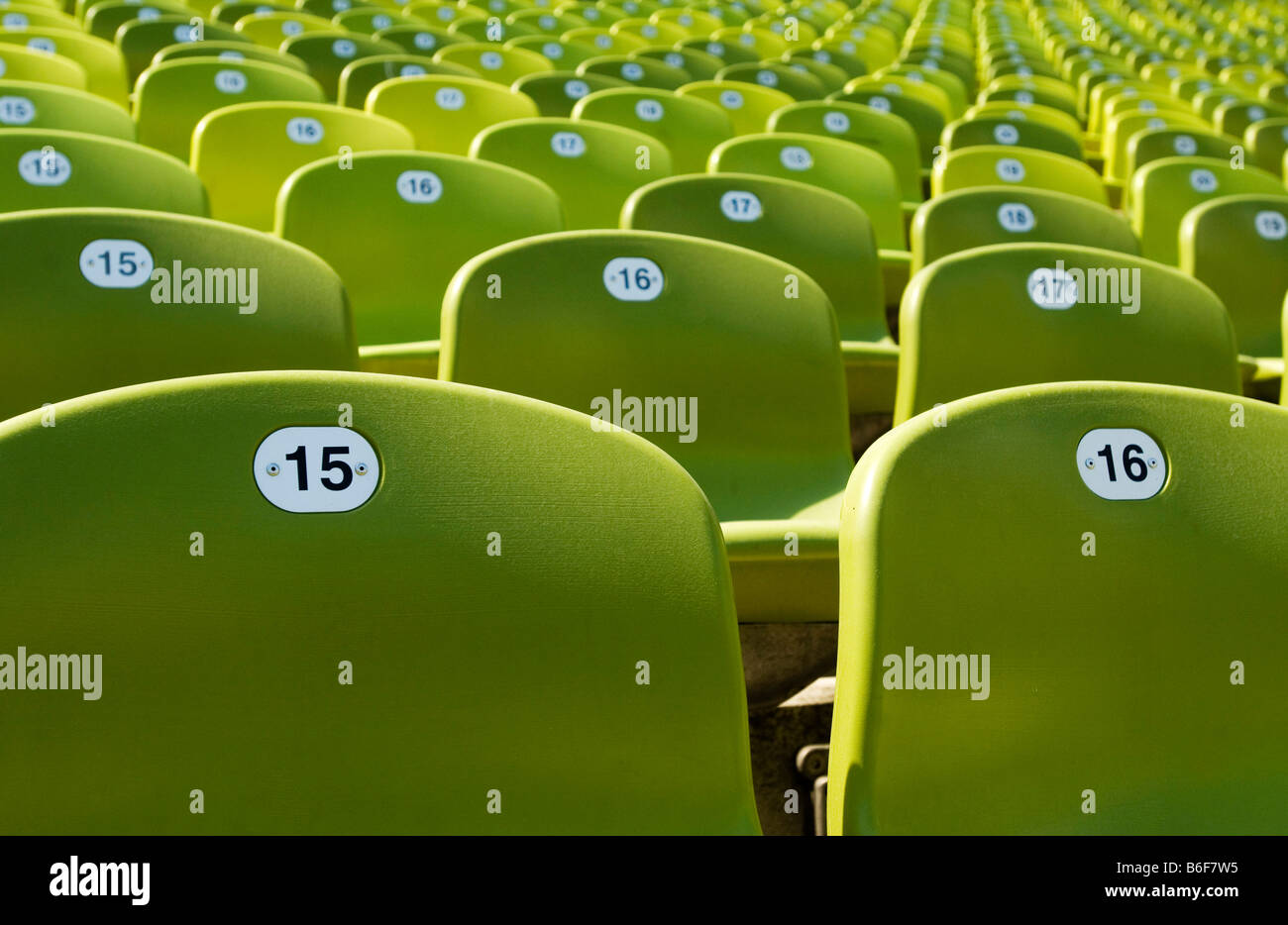 Rows of seats in the Olympic Stadium in Munich, Bavaria, Germany ...