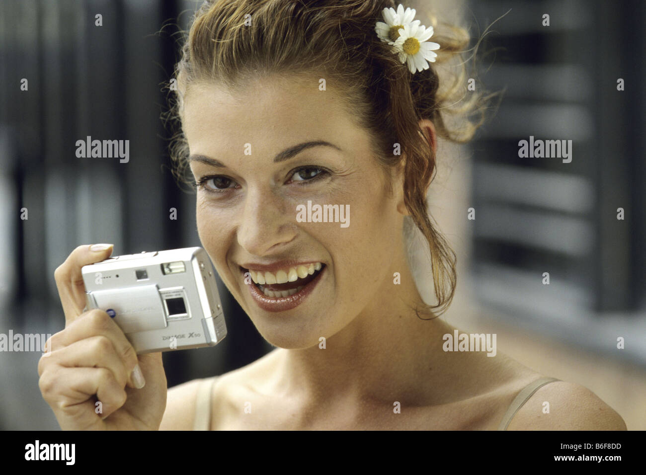 young cute woman with digital compact camera Stock Photo - Alamy