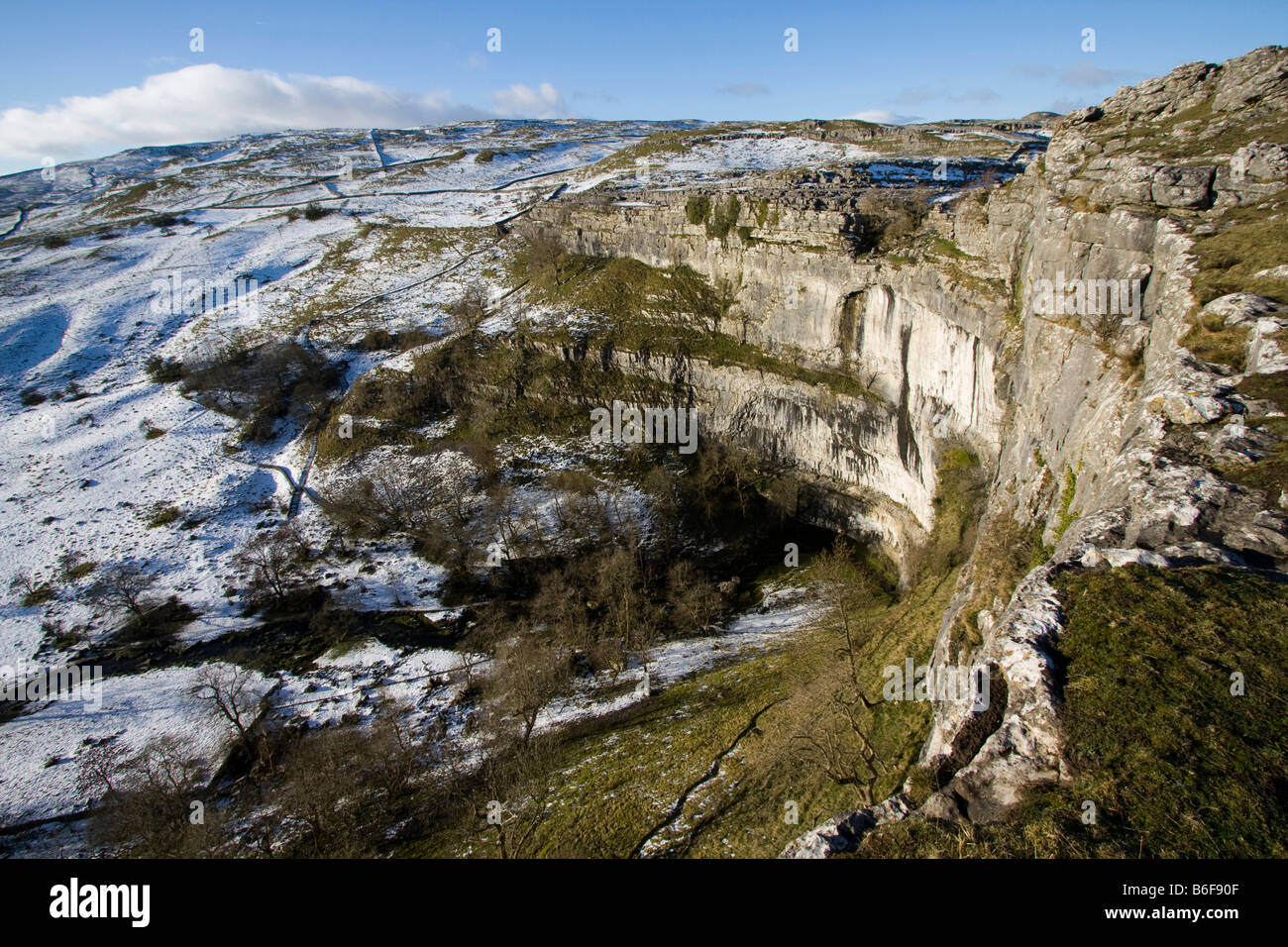 malham cove winter snow yorkshire dales national park england uk gb ...