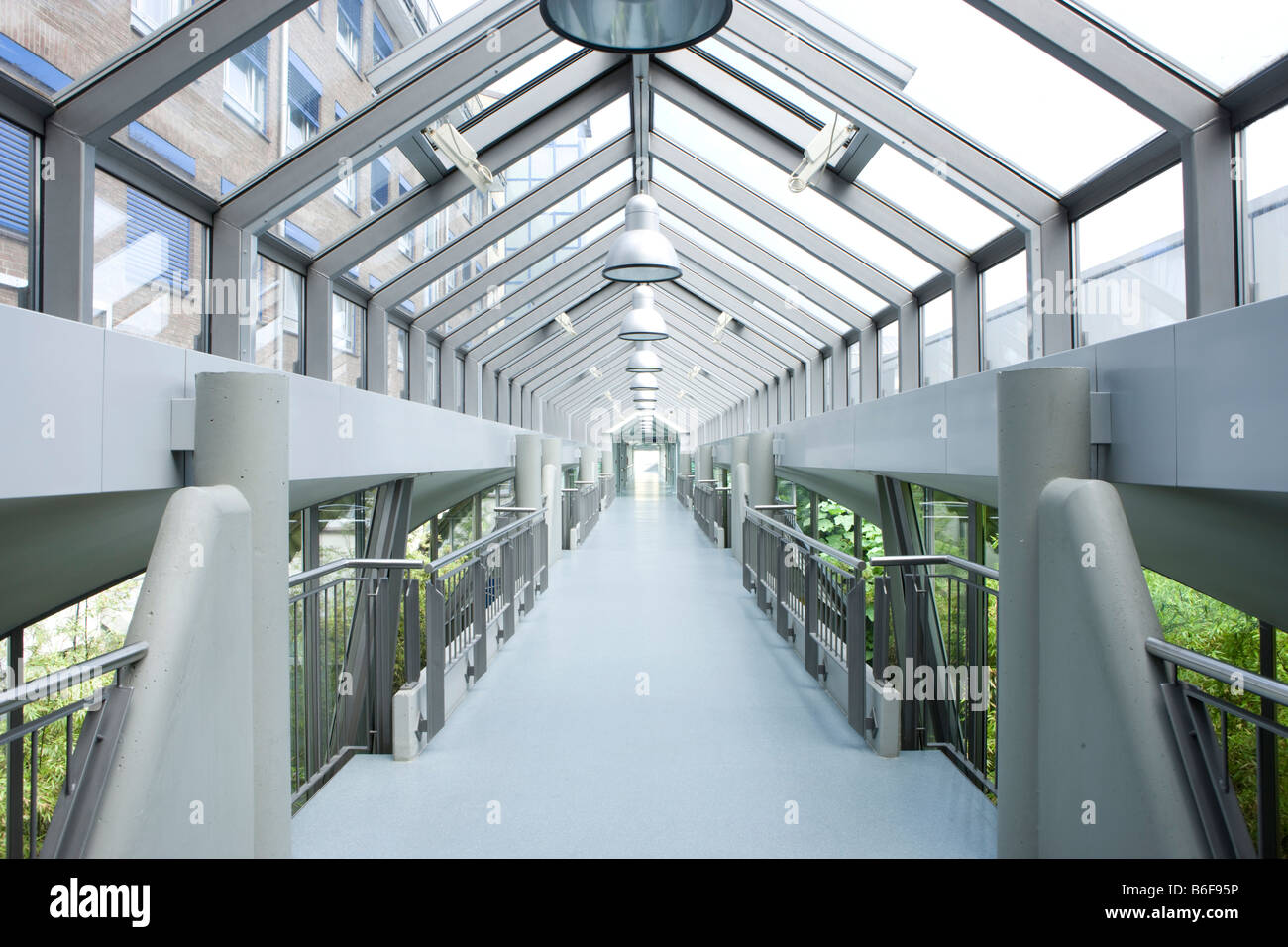Corridor of glass and concrete Stock Photo - Alamy