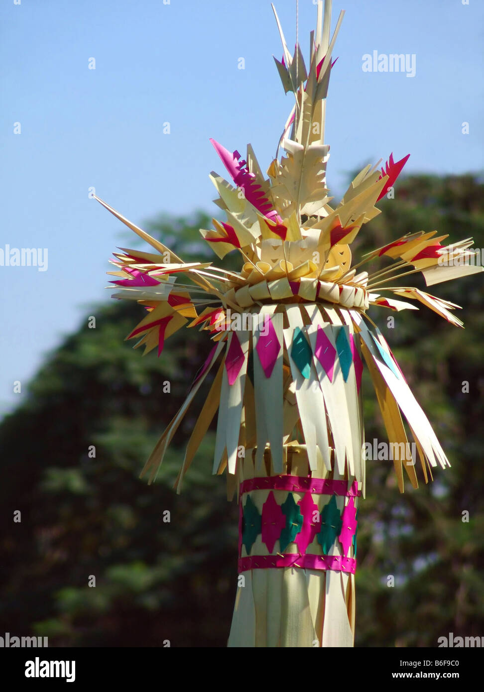 colorful Balinese ceremonial temple decoration, Indonesia, Bali Stock ...