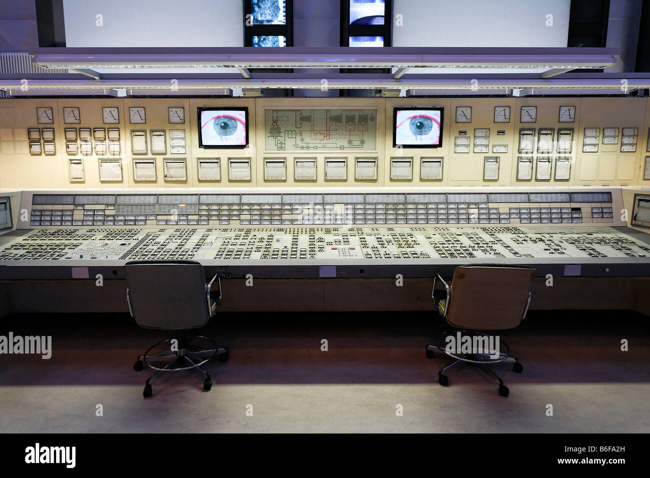 Control room of a decommissioned electric power station recreated in an ...