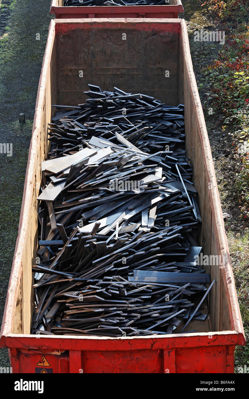 Carriage loaded with scrap metal, view from above, Huettenwerk Krupp ...