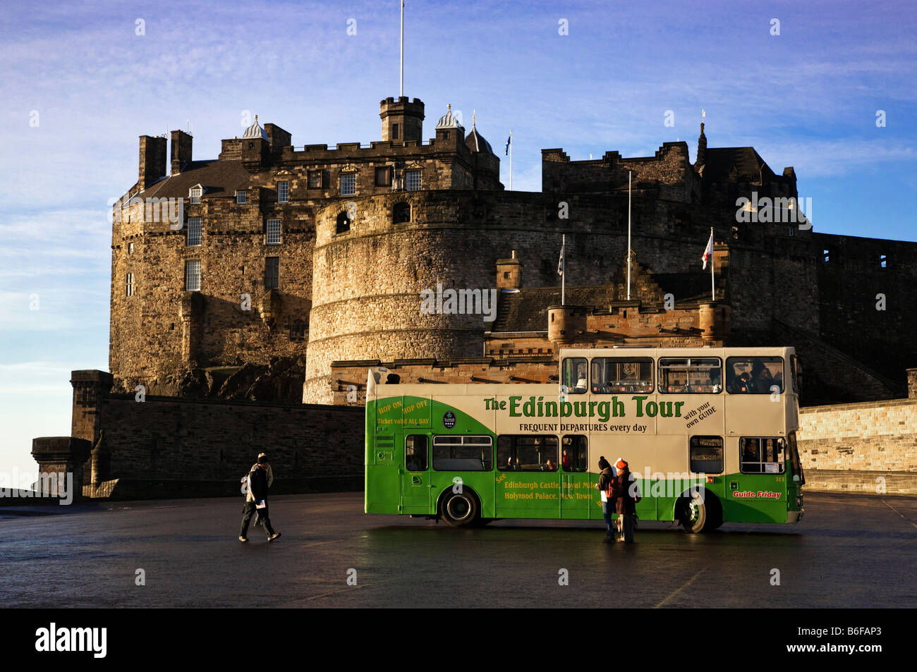 A City Tour Bus Parked at Edinburgh Castle Esplanade, City of Edinburgh ...