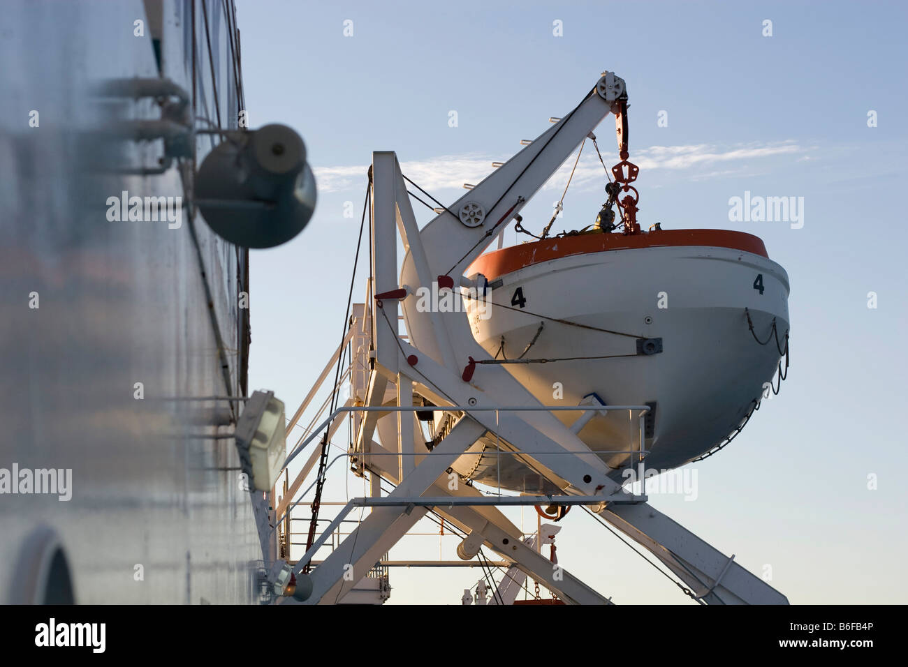 Life-boat on a ship Stock Photo - Alamy