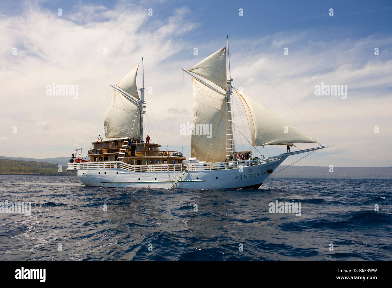 Dive ship for tourists, Pindito, Komodo, Lesser Sunda Islands ...