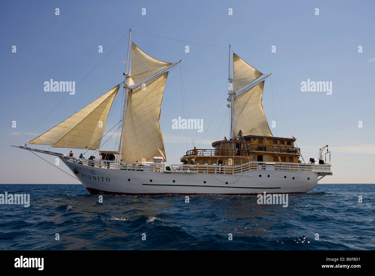 Dive ship for tourists, Pindito, Komodo, Lesser Sunda Islands ...