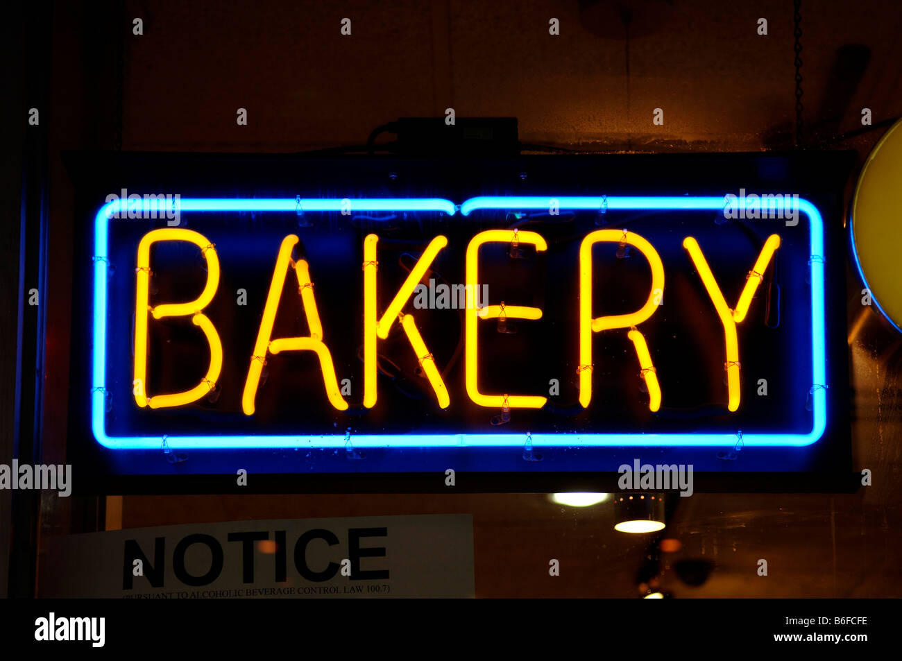 Neon sign of a bakery, New York City, USA Stock Photo - Alamy