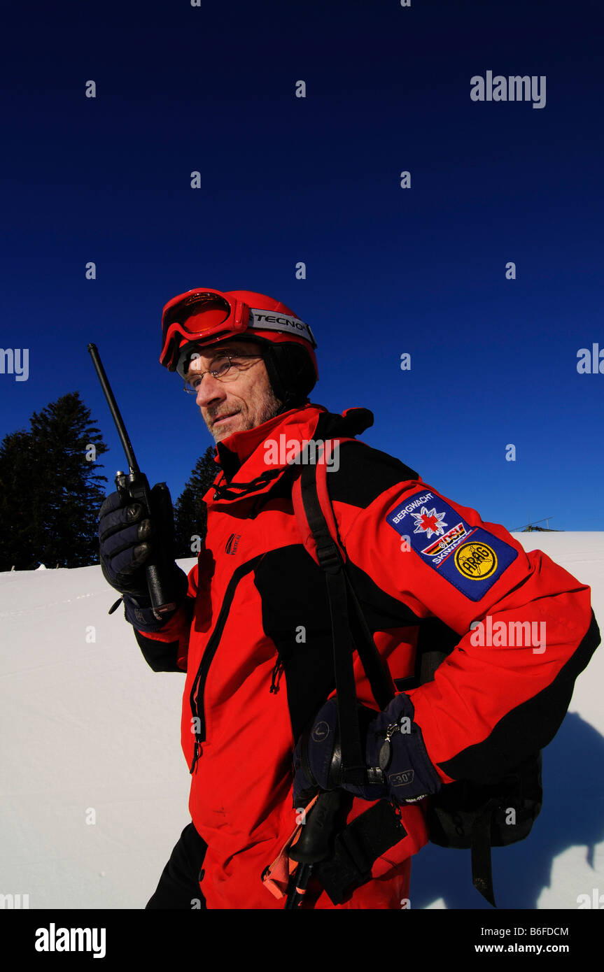 Mountain rescue service, ski guard in the ski area Spitzing, Bavarian ...