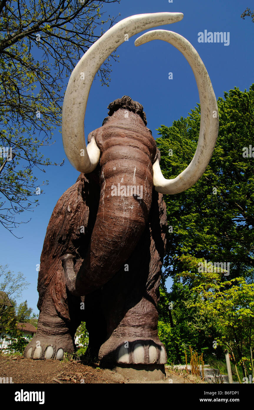 Woolly Mammoth figure, life size, Siegsdorf, Chiemgau, Bavaria, Germany ...