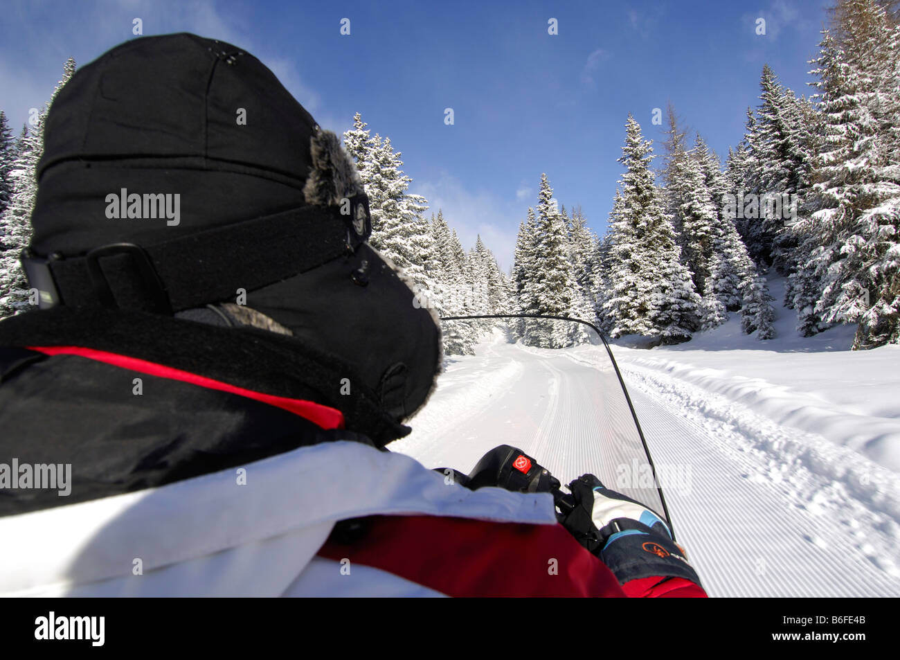 Snowmobile tour on the Alpe Nemes Mountain, Kreuzberg-Pass, High Puster ...