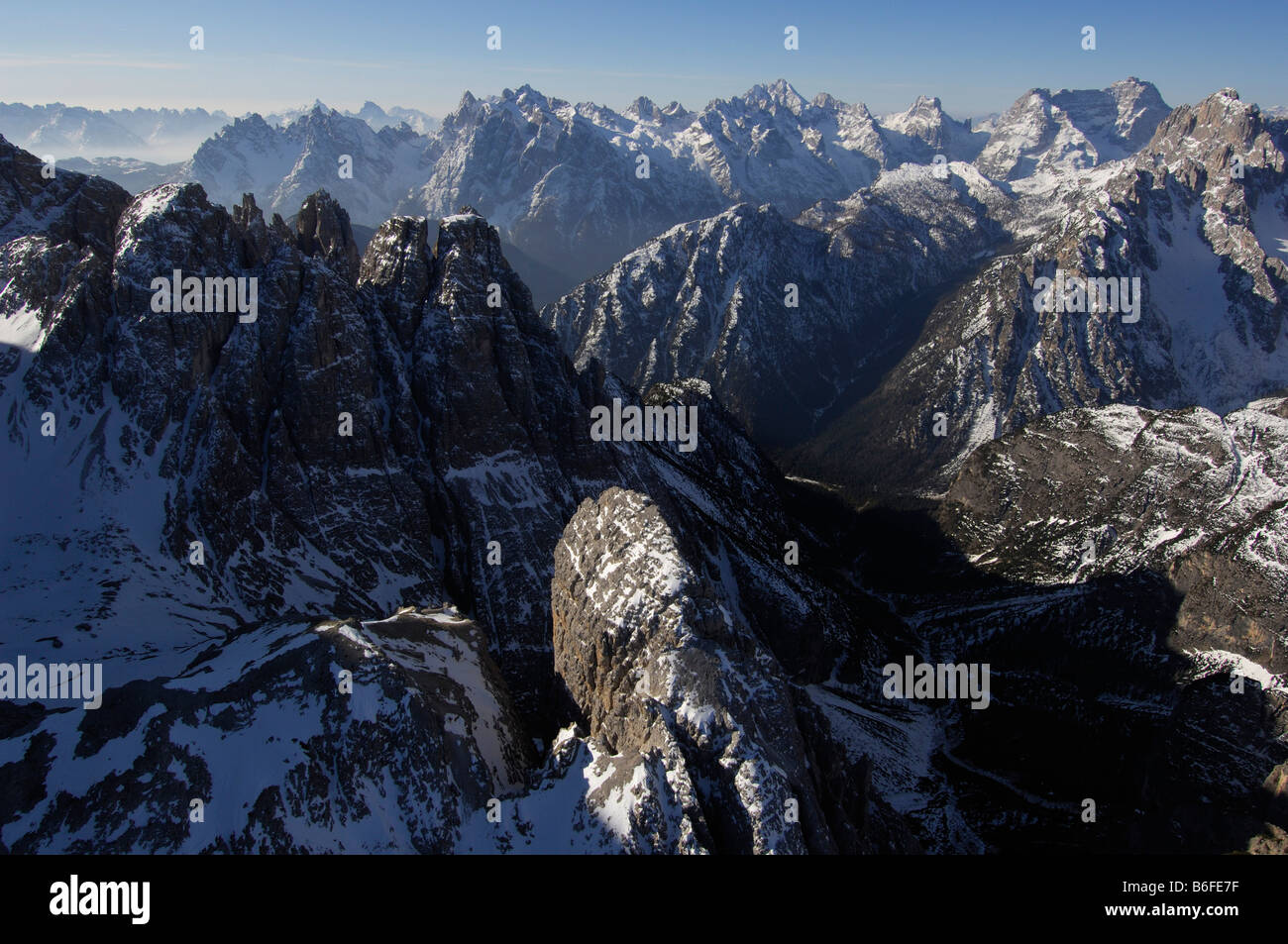 Mountain view from helicopter, Hochpustertal Valley or High Puster ...