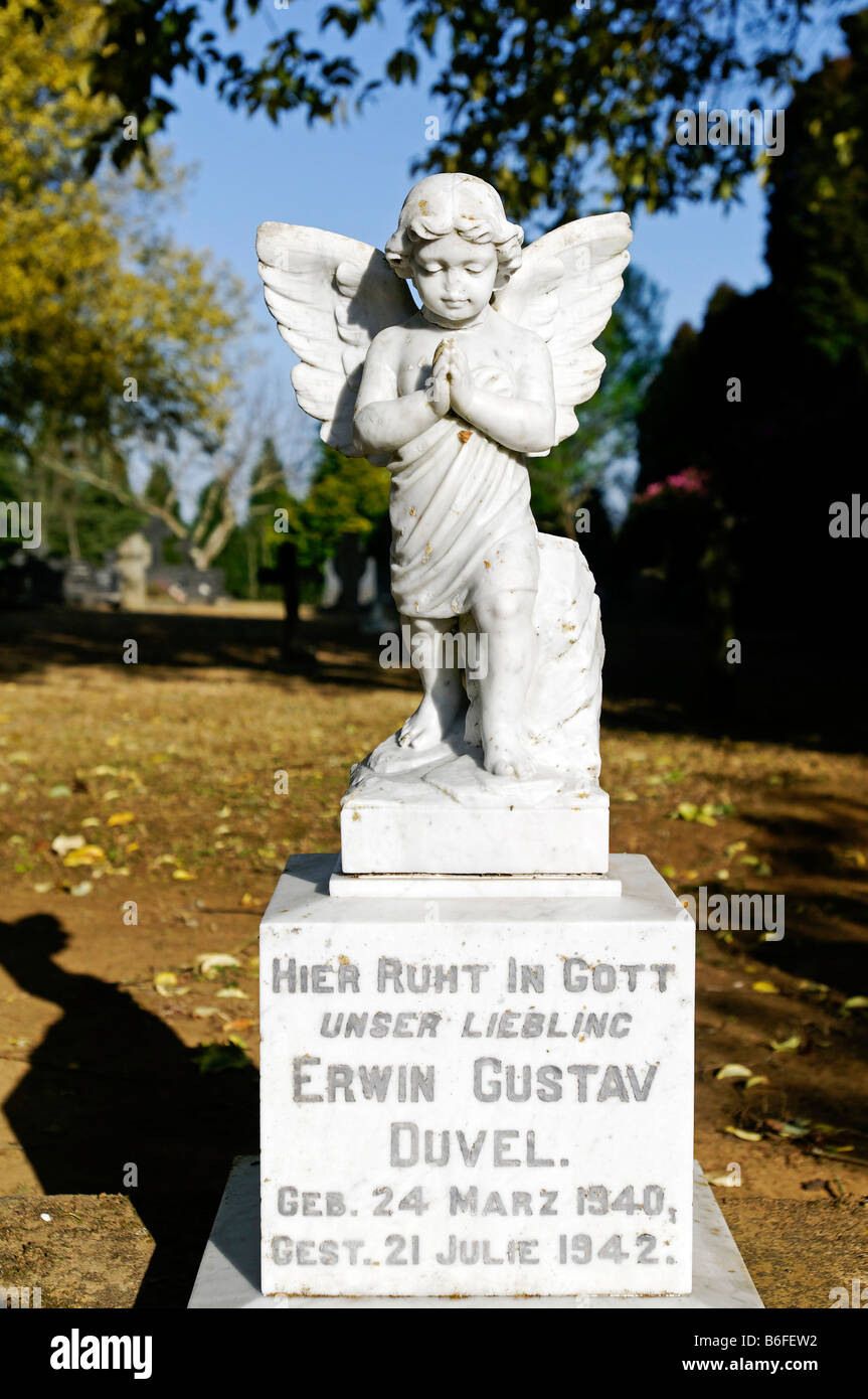 Angle gravestone at a cemetery of the German mission station ...
