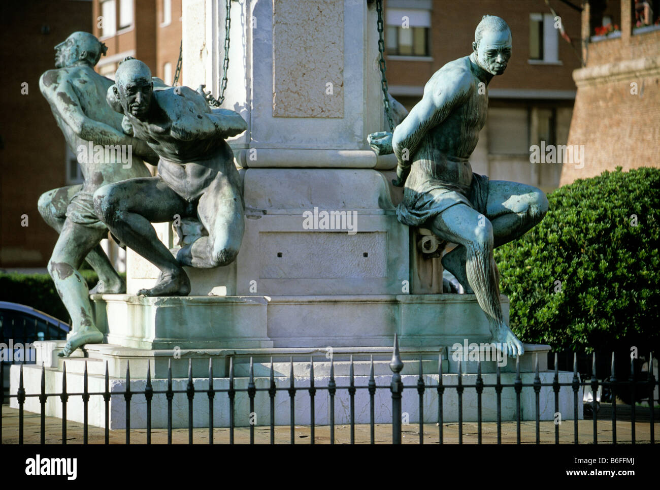 Statues of the Quattro Mori, "Four Moors", on the monument to Ferdinand ...
