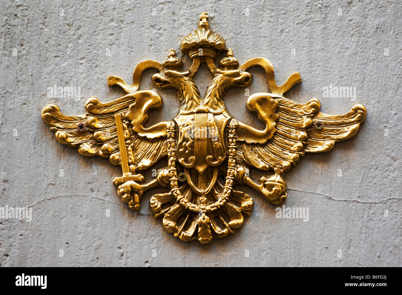 Austrian double-headed eagle on the wall of the Hofburg, Vienna ...