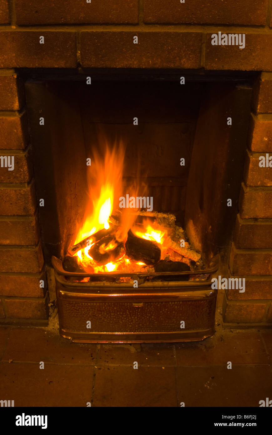 Open fire burning with red hot flames Stock Photo - Alamy