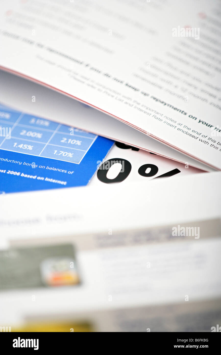 Bank leaflets advertising interest rates for credit Stock Photo - Alamy